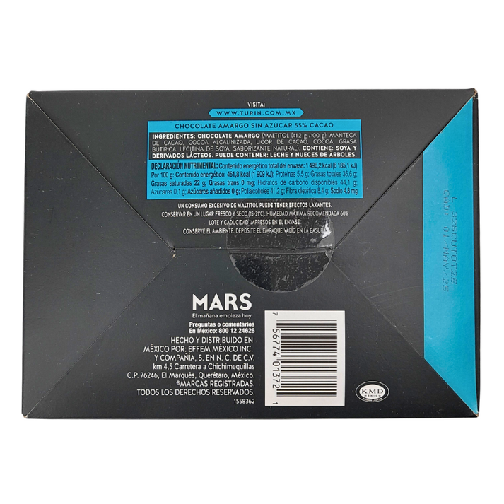 Chocolate Turín Zero Azúcar | Mars | Dulcerías y Abarroteras Vázquez