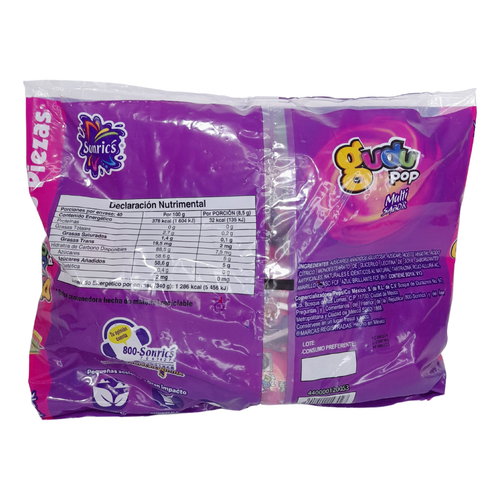 Paleta Gudu Pop Sabores | Sonric's | Dulcerías y Abarroteras Vázquez