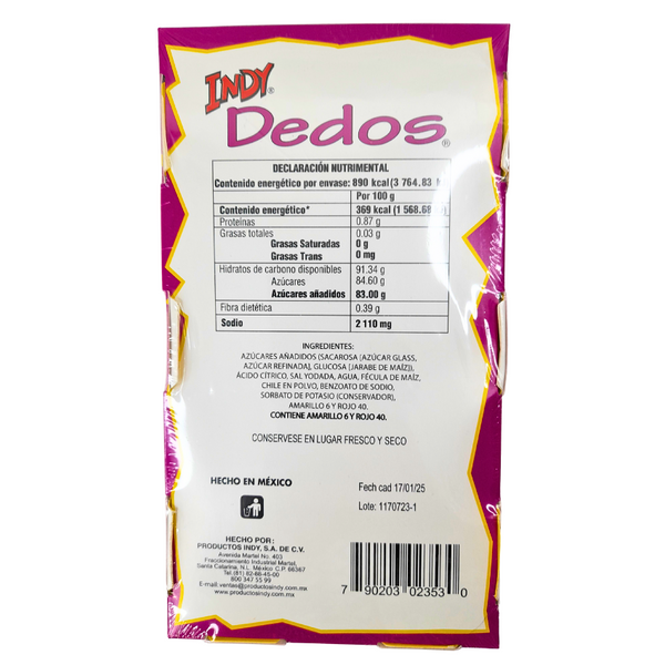 Dedos Tamarindo 12pz | Dulces Indy | Dulcerías y Abarroteras Vázquez