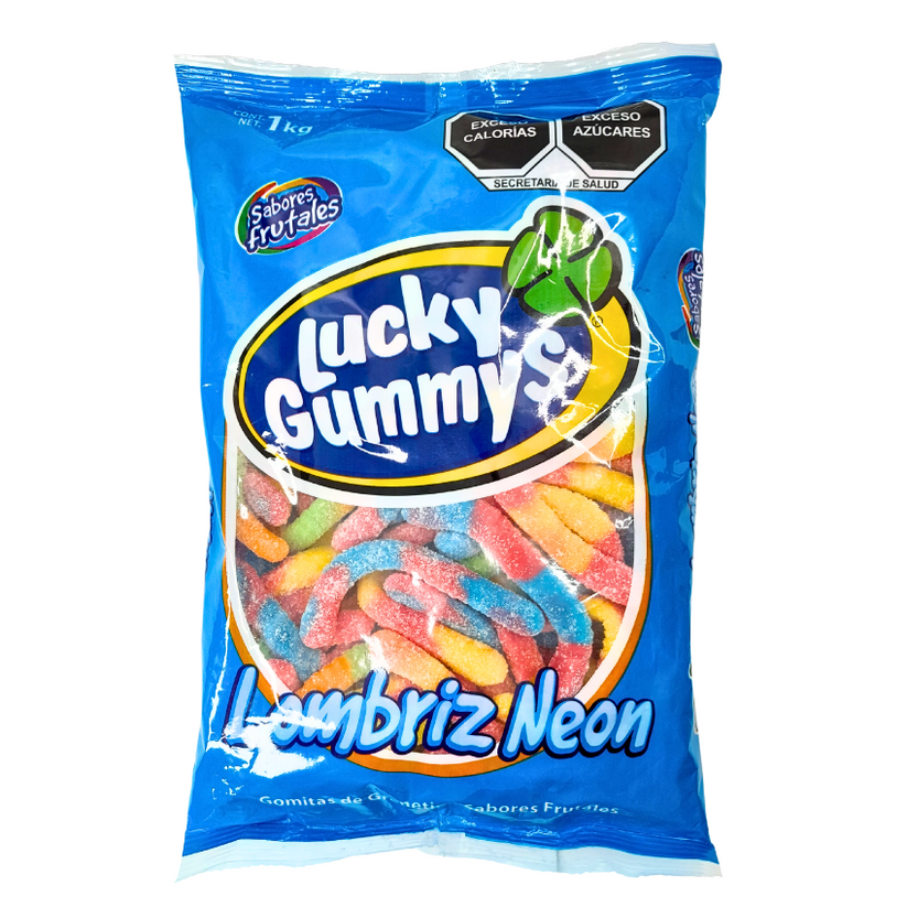 Lucky Gummy Lombríz Neón 1k | Cuanda | Dulcerías y Abarroteras Vázquez