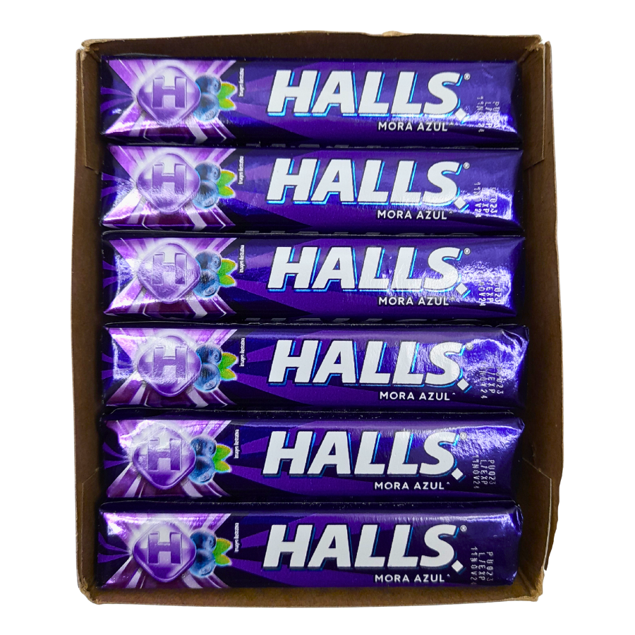 Pastilla Halls Mora Azul 12p | Adams | Dulcerías y Abarroteras Vázquez