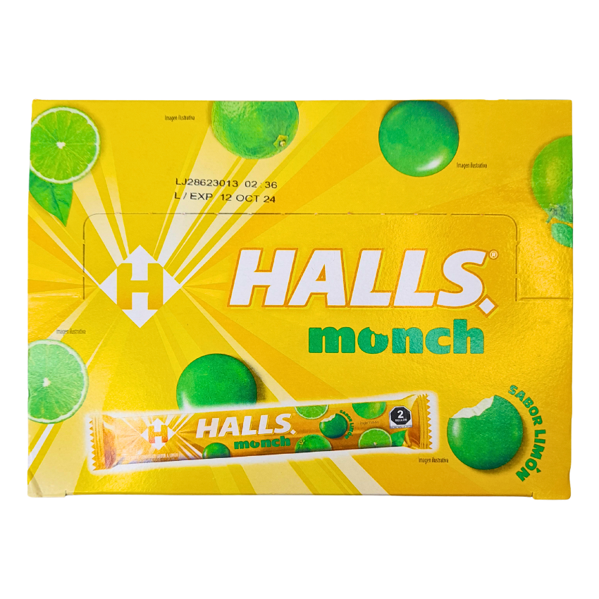 Halls Munch Limón 15pz | Adams | Dulcerías y Abarroteras Vázquez