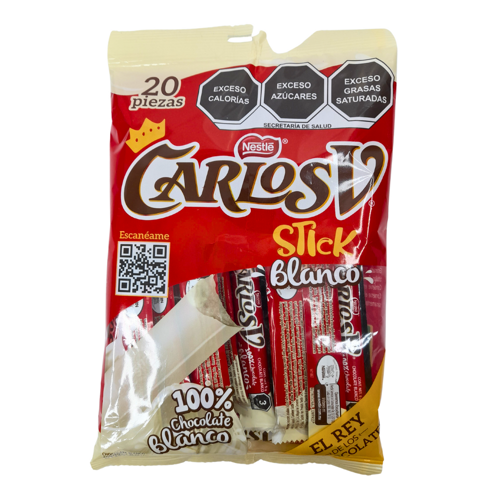 Carlos V Chocolate Blanco Stick 20pz | Nestlé | Dulcerías Vázquez ...