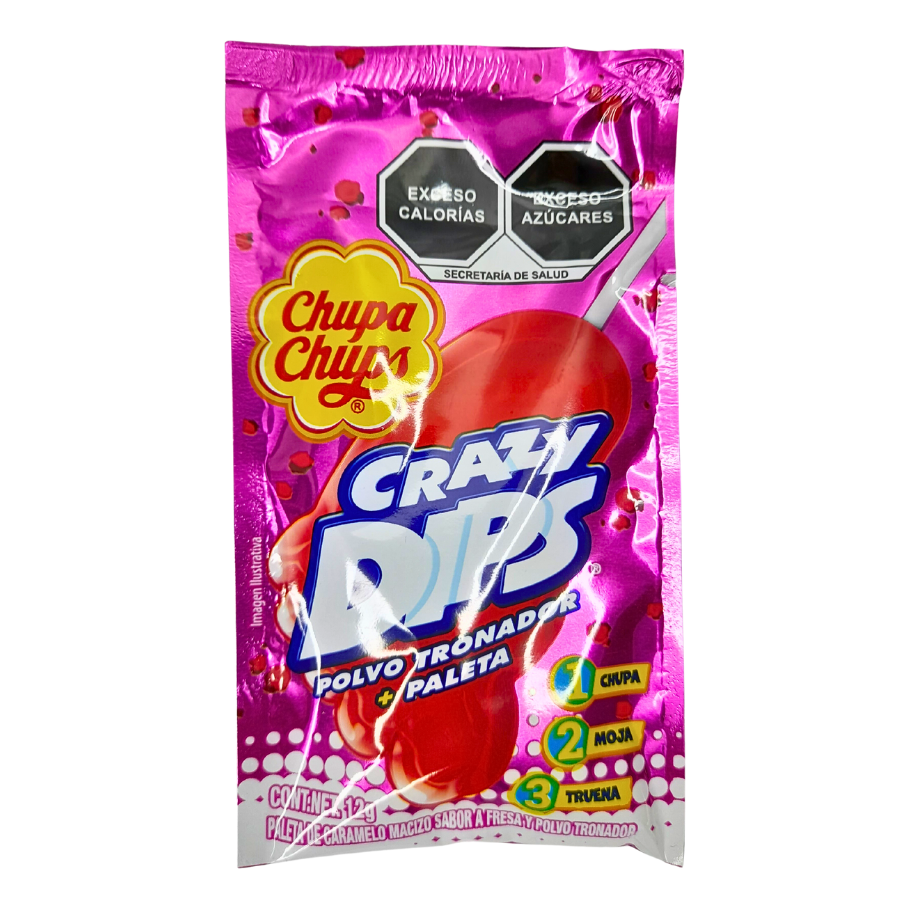 Crazy Dips Fresa 10pz | Chupa Chups | Dulcerías y Abarroteras Vázquez