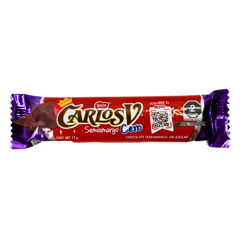 Chocolate Carlos V Semiamargo Cero 10pz | Nestlé | Dulcerías Vázquez ...