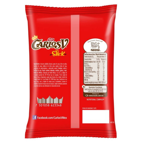 Carlos V Chocolate Clásico Stick 20pz | Nestlé | Dulcerías Vázquez ...